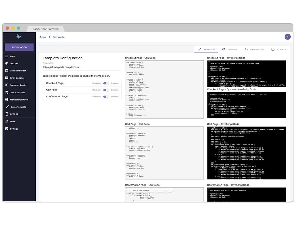 Software Features for Altru integration - Social Good Software
