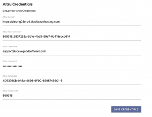 How to connect Altru credentials with the Social Good Software