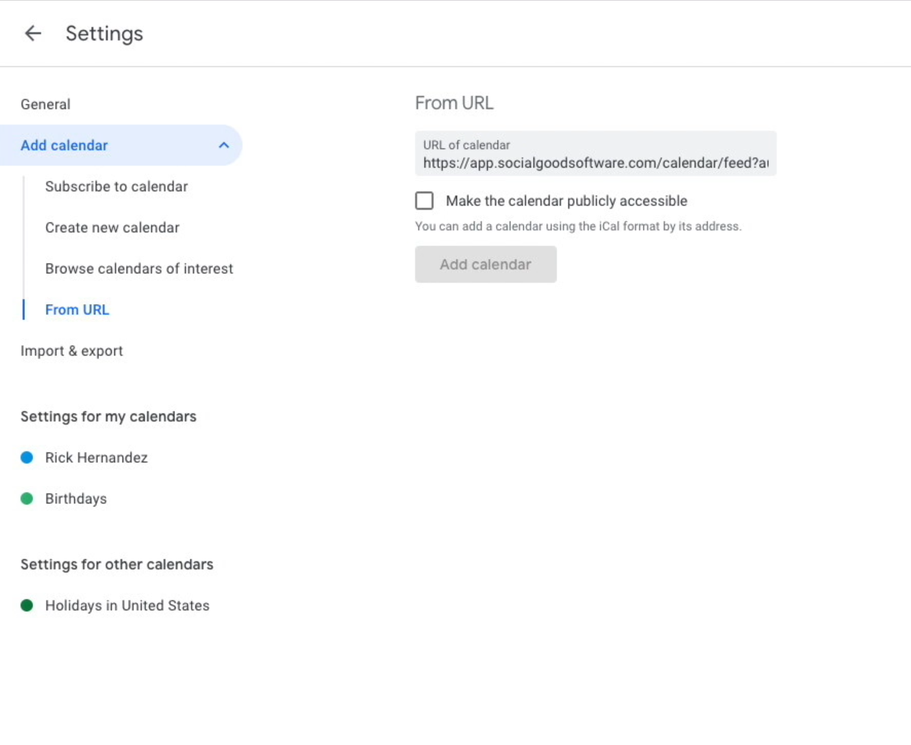 How to import Altru Events into Google Calendar - Social Good Software